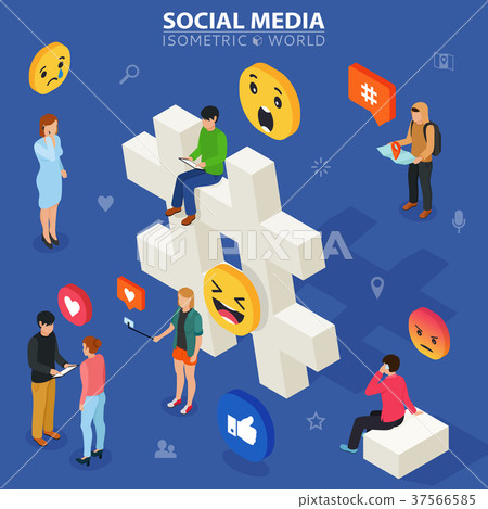 Social media isometric concept. - Stock Illustration [37566585] - PIXTA