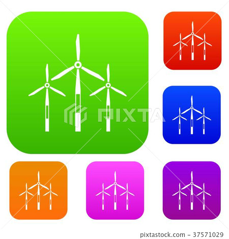 Wind generator turbines set color collection - Stock Illustration ...