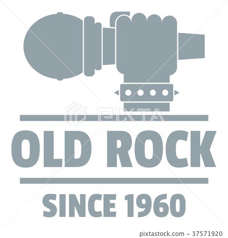 Retro rock music logo, simple gray style - Stock Illustration [37571920 ...