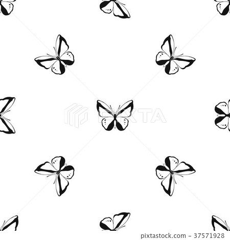 Butterfly pattern seamless black - Stock Illustration [37571928] - PIXTA