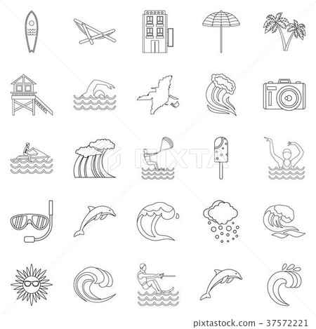 Insular icons set, outline style - Stock Illustration [37572221] - PIXTA