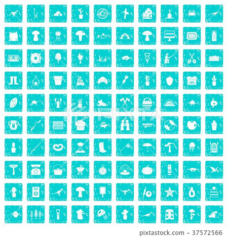 100 hobby icons set grunge blue - Stock Illustration [37572566] - PIXTA