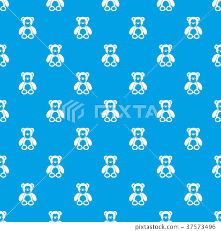 Teddy bear pattern seamless blue - Stock Illustration [37573496] - PIXTA