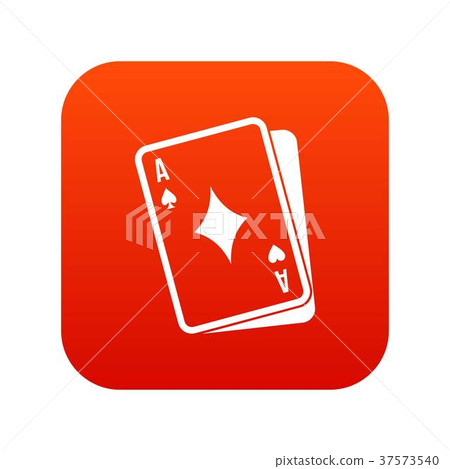 Playing card icon digital red - Stock Illustration [37573540] - PIXTA