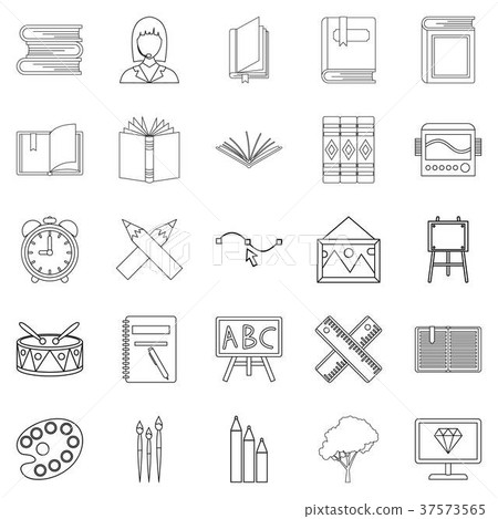 Effective learning icons set, outline style - Stock Illustration ...