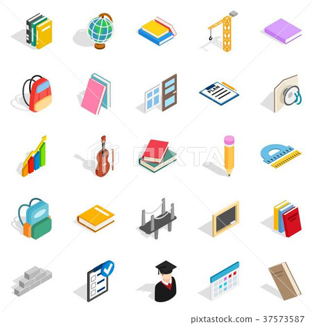 School program icons set, isometric style - Stock Illustration ...