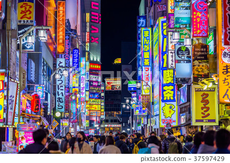 Night view of Tokyo Shinjuku Kabukicho... - Stock Photo [37597429] - PIXTA