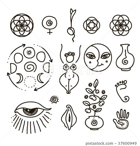 feminine symbols and sacred geometry - Stock Illustration [37600949 ...