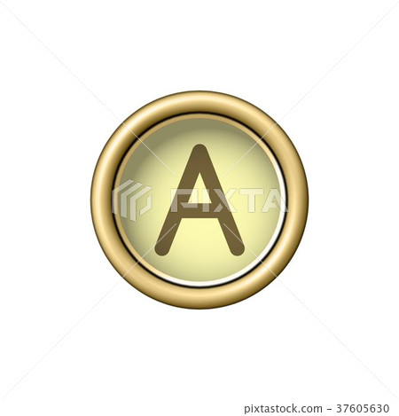 Letter A. Vintage golden typewriter button. - Stock Illustration ...