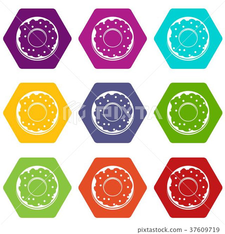 Donut icon set color hexahedron - Stock Illustration [37609719] - PIXTA