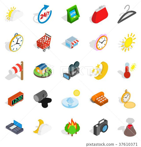 Right time icons set, isometric style - Stock Illustration [37610371 ...