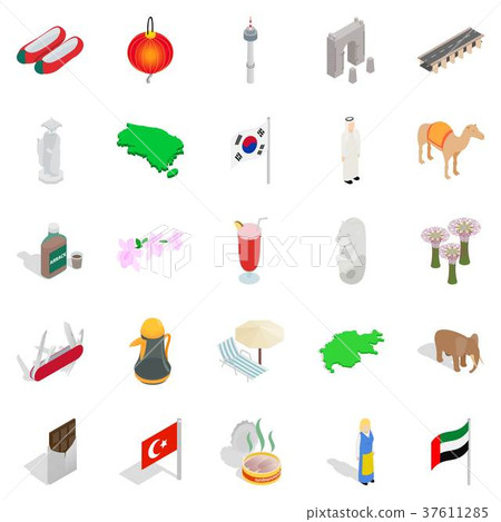 Tourist attraction icons set, isometric style - Stock Illustration ...