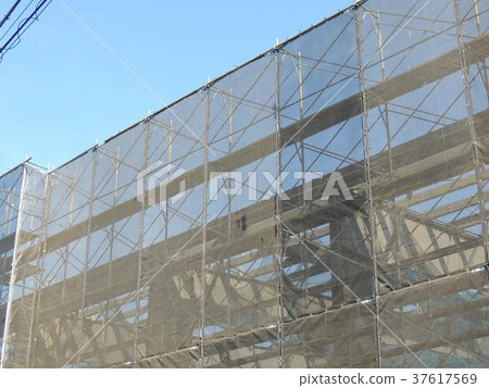 Dustproof net installed at construction site - Stock Photo [37617569 ...