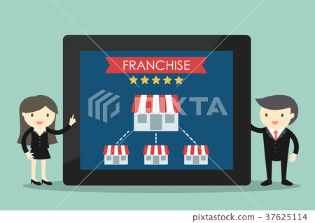 Business people with franchise business concept. - Stock Illustration ...