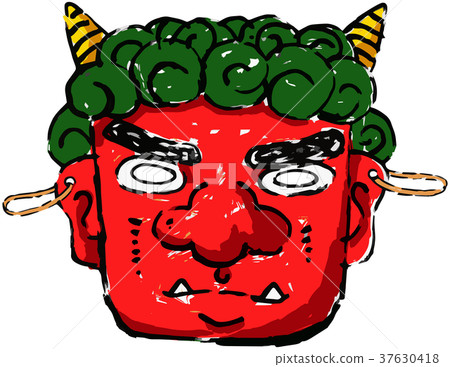 Scary red demon face with rubber band - Stock Illustration [37630418 ...