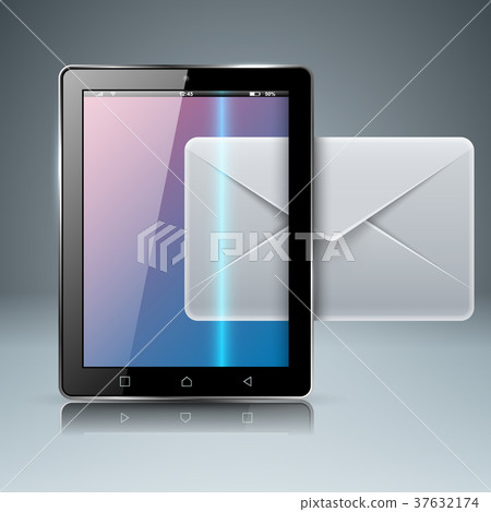 Digital gadget, smartphone tablet, mail, email - Stock Illustration ...