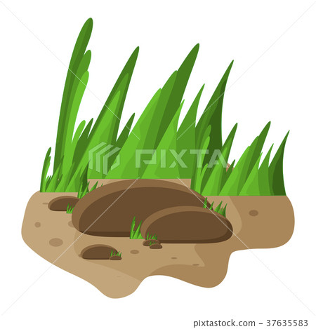 grass and rocks cartoon vector symbol icon design. - Stock Illustration ...
