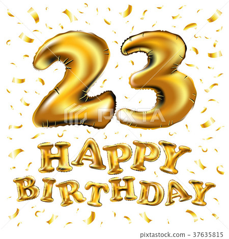 23 years happy birthday vector balloon gold - Stock Illustration ...