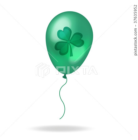 Realistic 3D green balloons with clover, shamrock - Stock Illustration [37635952] - PIXTA