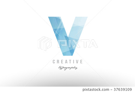 v blue polygonal alphabet letter logo icon design - Stock Illustration ...