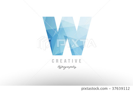 w blue polygonal alphabet letter logo icon design - Stock Illustration ...