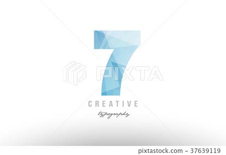 7 blue polygonal number logo icon design - Stock Illustration [37639119 ...