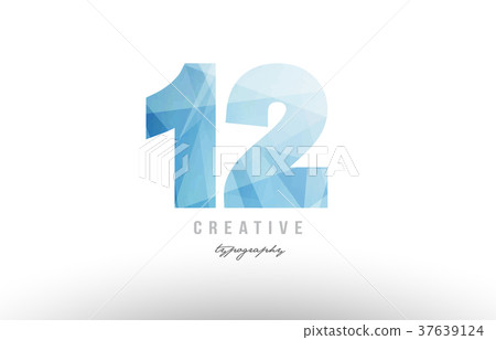 12 blue polygonal number logo icon design - Stock Illustration ...