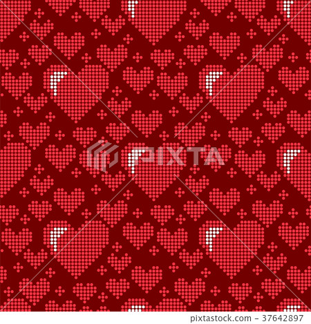 Simple red heart sharp vector seamless pattern - Stock Illustration ...