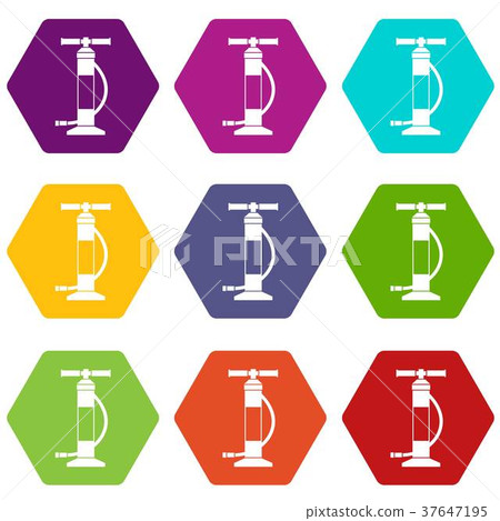 Hand air pump icon set color hexahedron - Stock Illustration [37647195 ...