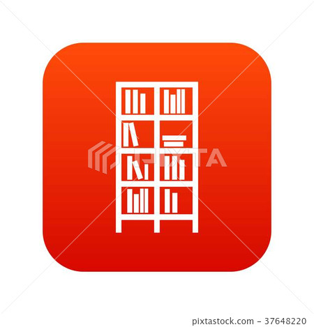 Bookcase icon digital red - Stock Illustration [37648220] - PIXTA
