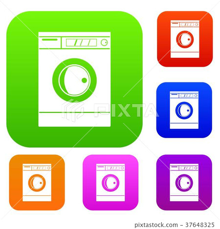 Washing machine set color collection - Stock Illustration [37648325 ...