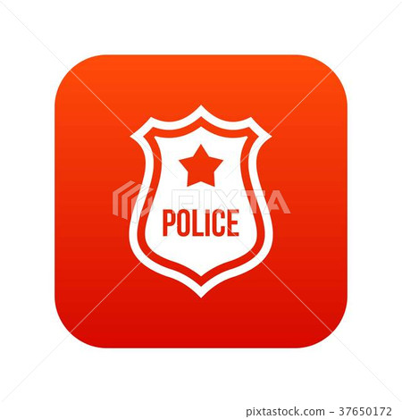 Police badge icon digital red - Stock Illustration [37650172] - PIXTA