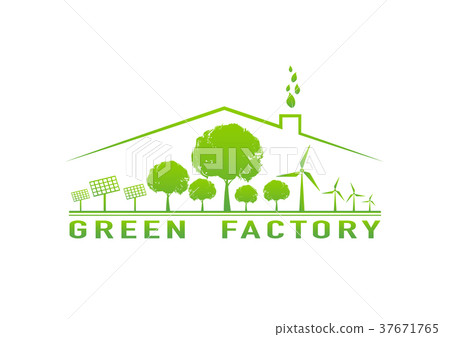 Green factory and sustainable development concept - Stock Illustration ...