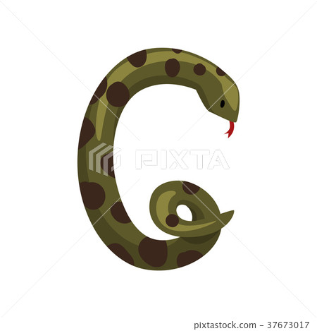 Decorative letter G made of green snake with black - Stock Illustration ...