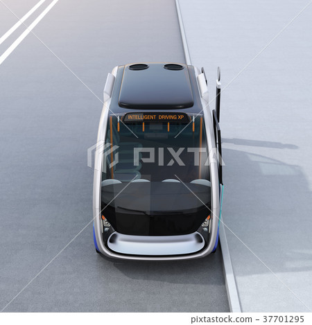 Front image of an autonomous bus. Concept that... - Stock Illustration ...