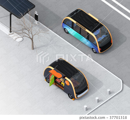 Image of an autonomous bus with a common... - Stock Illustration ...
