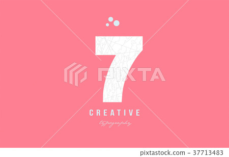 7 pink white number logo icon design - Stock Illustration [37713483 ...
