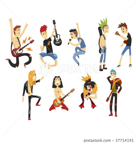 Cartoon rock artists characters singing and - Stock Illustration ...