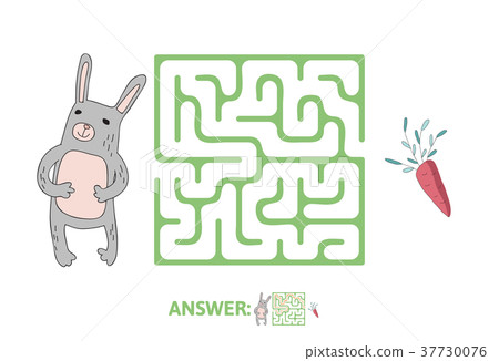 Children's maze with rabbit and carrot. Puzzle - Stock Illustration ...