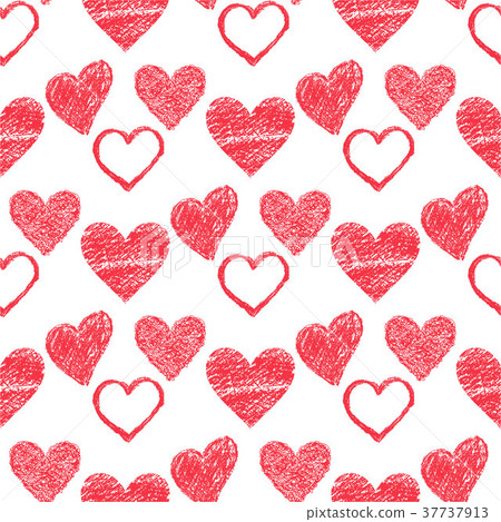 Simple red heart sharp vector seamless pattern - Stock Illustration ...