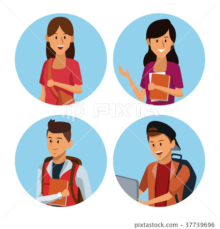 Young students cartoon - Stock Illustration [37739696] - PIXTA