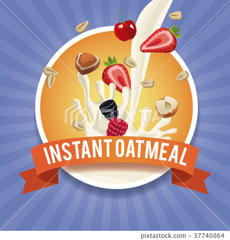 Instant oatmeal label - Stock Illustration [37740864] - PIXTA