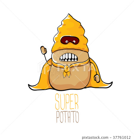 vector funny cartoon cute brown super hero potato - Stock Illustration ...