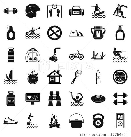 Sportsman icons set, simple style - Stock Illustration [37764501] - PIXTA