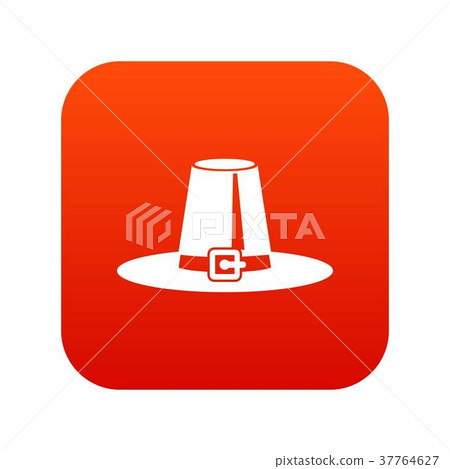 Pilgrim hat icon digital red - Stock Illustration [37764627] - PIXTA