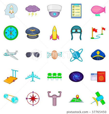 Air flight icons set, cartoon style - Stock Illustration [37765450] - PIXTA