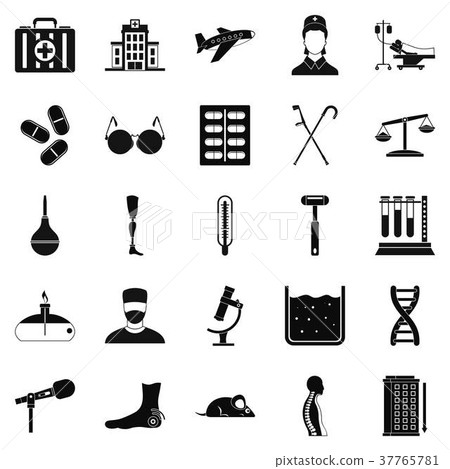 Field hospital icons set, simple style - Stock Illustration [37765781 ...