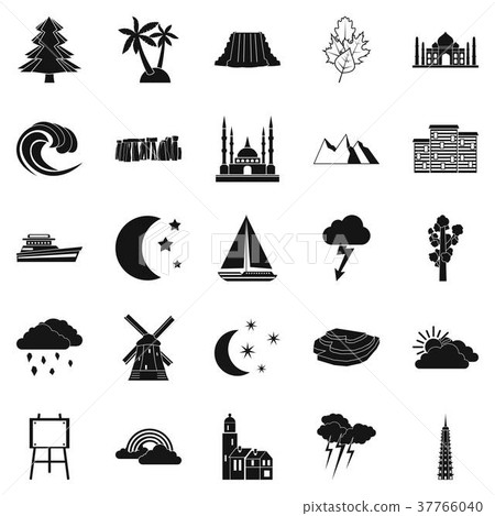 Dusk icons set, simple style - Stock Illustration [37766040] - PIXTA