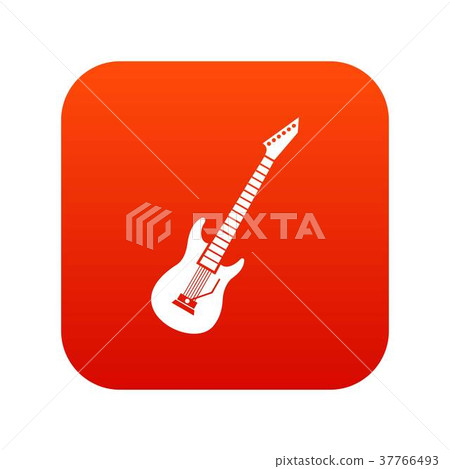 Electric guitar icon digital red - Stock Illustration [37766493] - PIXTA