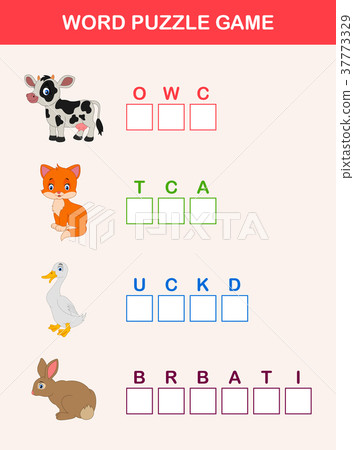 Words puzzle children educational game. Place the - Stock Illustration ...